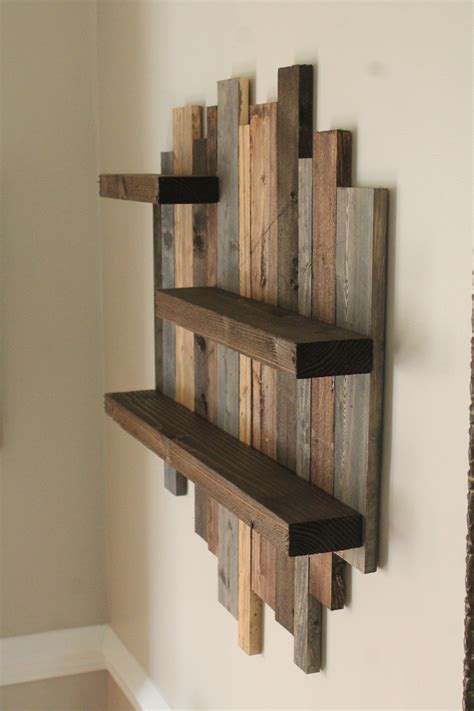 Awesome Rustic Wood Wall Shelves Metal And Hanging