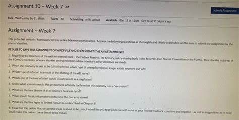 Solved Assignment 10 Week 7 A Submit Assignment Due