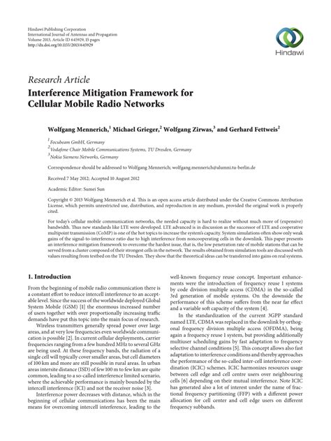 pdf interference mitigation framework for cellular mobile radio networks