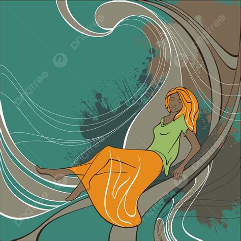 Romantic Card With Pretty Girl Border Woman Beauty Vector Border