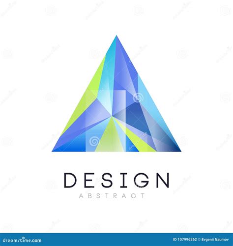 Logo Template Of Triangular Abstract Crystal Geometric Emblem With Gradient Colors Company