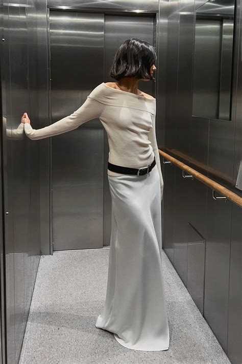 Satin Midi Skirt Dotted Na Kd