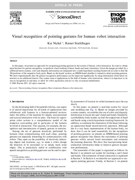 pdf visual recognition of pointing gestures for human robot interaction