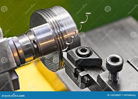 Threading By A Steel Tool Bit On A Lathe Stock Image Image Of Clamp Jaws