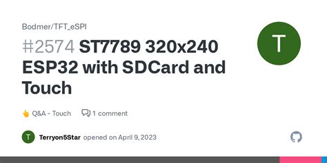 St7789 320x240 Esp32 With Sdcard And Touch · Bodmer Tftespi
