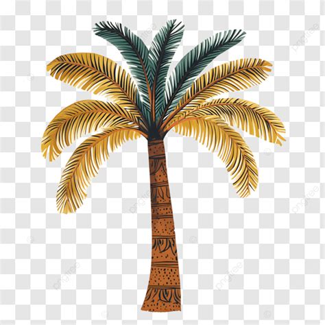 Blue Green Broad Leaved Coconut Tree Cartoon Plant Coconut Tree Png