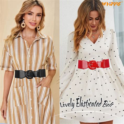 Whippy Women Elastic Wide Belt Stretch Waist Belt For Jeans Dress