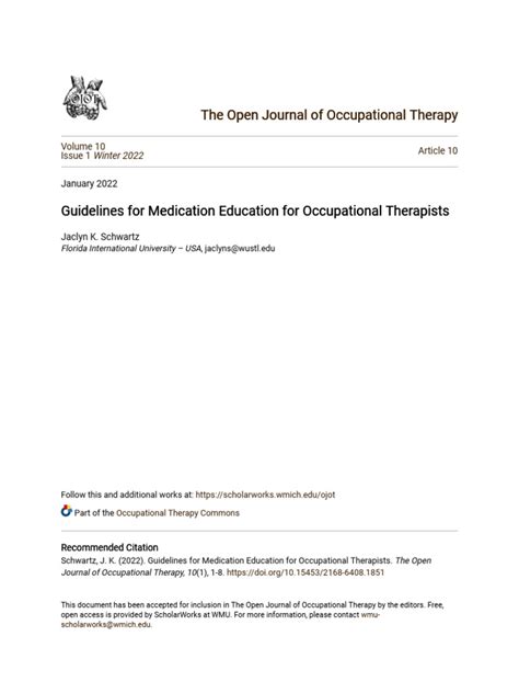 Guidelines For Medication Education Pdf Occupational Therapy Psychotherapy