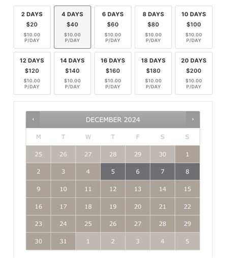Wc Bookings Date Picker Buttons To Set Number Of Duration Days