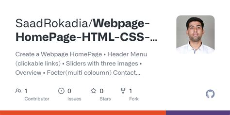 GitHub SaadRokadia Webpage HomePage HTML CSS JAVASCRIPT BOOTSTRAP PHP Create A Webpage