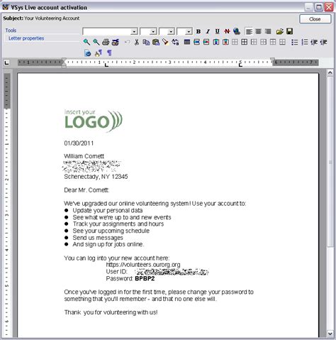 Vsys Live Account Activation Letters