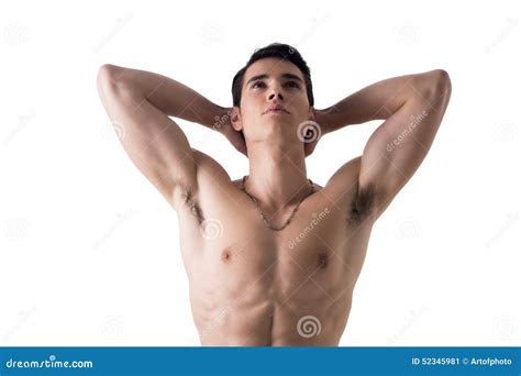 Attractive Fit Young Man With Hands Behind Head Stock Image Image Of