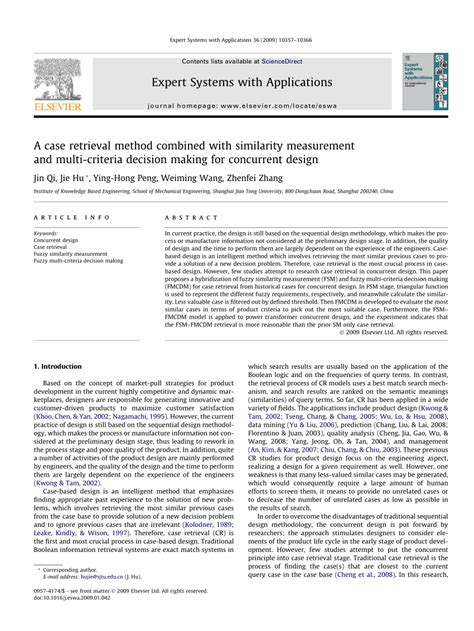 Pdf A Case Retrieval Method Combined With Similarity Measurement And