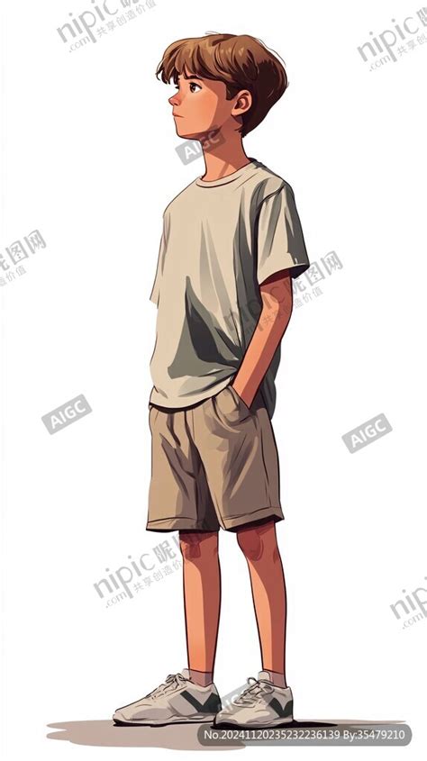 Ai创作图儿童全身像插画 少年插画 插画男孩素材 卡通男孩背影 男孩衣服插画 男孩侧身照 青春男孩插画 男孩卡通形象动漫男孩 人物全身插画