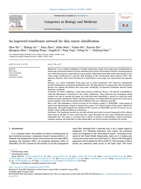 An Improved Transformer Network For Skin Cancer Classification Pdf Computer Vision Deep