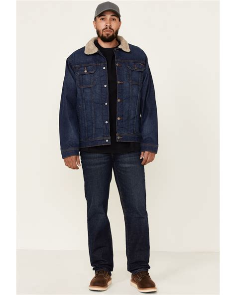 Cinch Mens Fr Stretch Denim Sherpa Lined Trucker Work Jacket Indigo