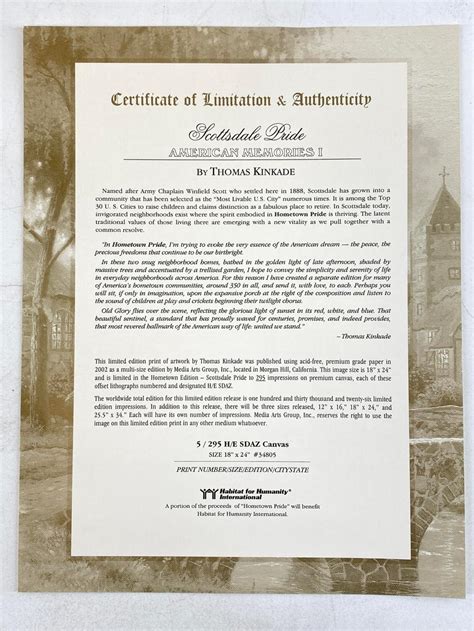 Lot Thomas Kinkade Hometown Pride Lithograph