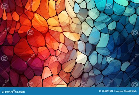 Illuminated Kaleidoscope Vibrant Stained Glass Background Stock