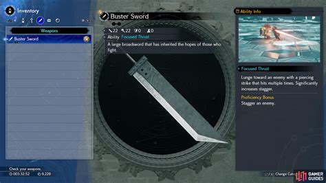 Buster Sword Final Fantasy VII Rebirth Database Gamer Guides