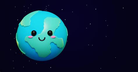 Loop Animation Of 3d Adorable Cartoon Earth Emoji Green Planet With