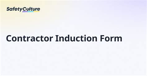 Contractor Induction Form Free Template