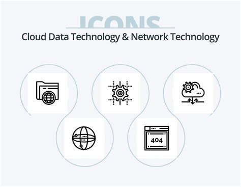 Cloud Data Technology And Network Technology Line Icon Pack 5 Icon Design Power Find Globe