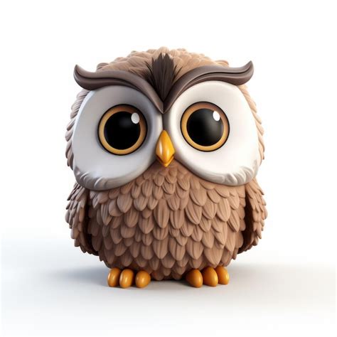 Premium Ai Image Cute 3d Clay Owl Toy On White Background