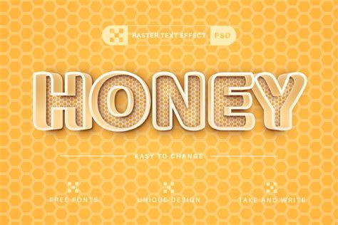 PSD Honey Editable Text Effect Font Style