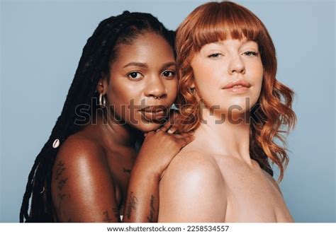 Two Women Different Skin Tones Looking Stock Photo Shutterstock