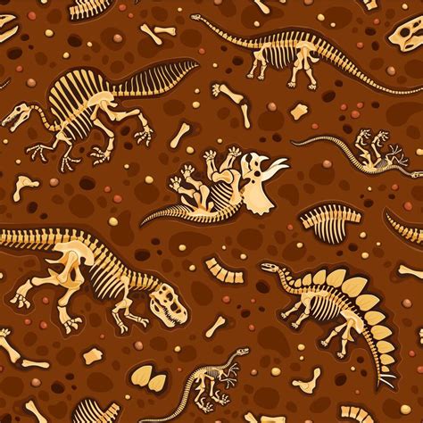 Prehistoric Dinosaur Fossils Seamless Pattern 55043737 Vector Art At Vecteezy