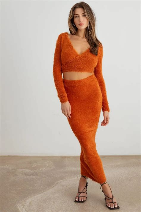 Wholesale Knit Wrap Crop Top And High Waist Maxi Skirt Set