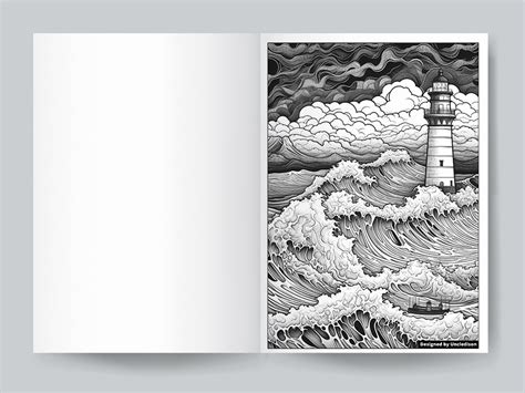 색칠공부도안 자연 풍경 바다 파도 등대 어른 어르신 어려운 색칠도안 Pdf