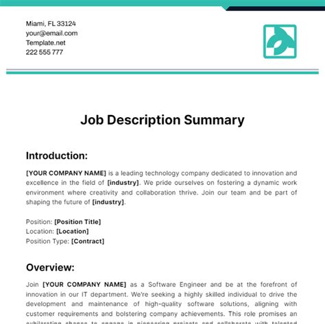 High Level Summary Template Edit Online And Download Example
