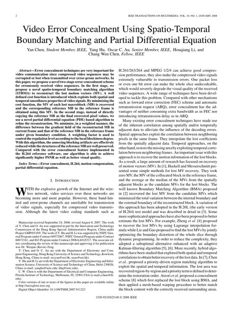 PDF Video Error Concealment Using Spatio Temporal Boundary Matching