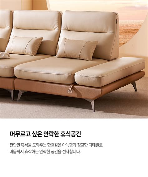 쉐우드가구 드벨리 4인용 이태리 천연통가죽 기능성 스윙 소파 한샘