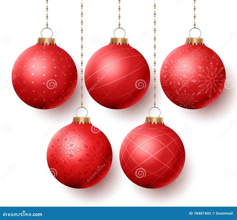 Christmas Balls Vector Set With Different Designs Hanging Stock Vector