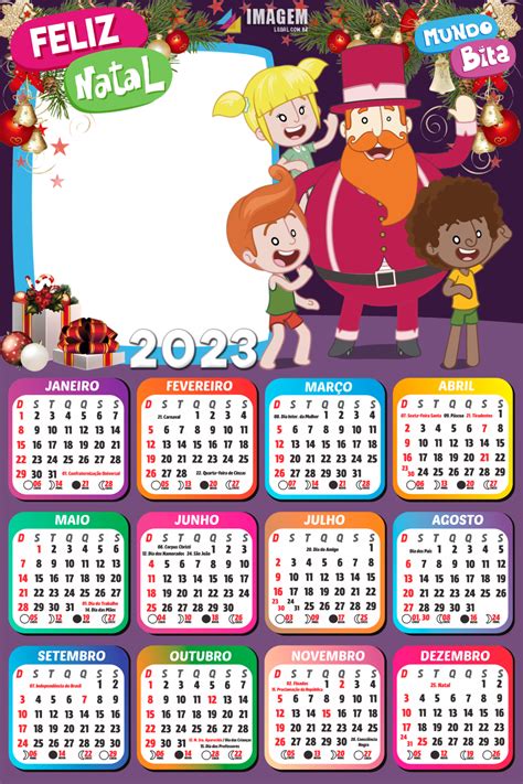 Moldura Colagem Calendário 2023 Papai Noel Bita Imagem Legal