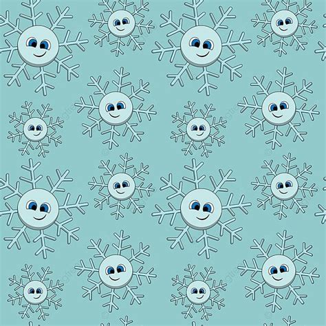 Seamless Pattern With Cute Cartoon Smile Snowflake Background Snowflake Cute Character