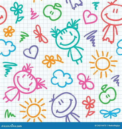 Teste Padrão Desenhado Mão Do Miúdo Ilustração do Vetor Ilustração de cara rabisco