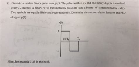 Solved Consider A Random Binary Pulse Train G T The Chegg