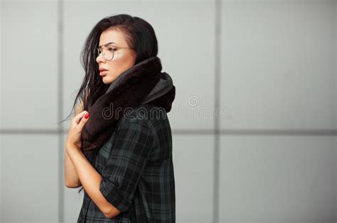 Outdoor Close Up Fashion Portrait Of Young Beautiful Confident Woman