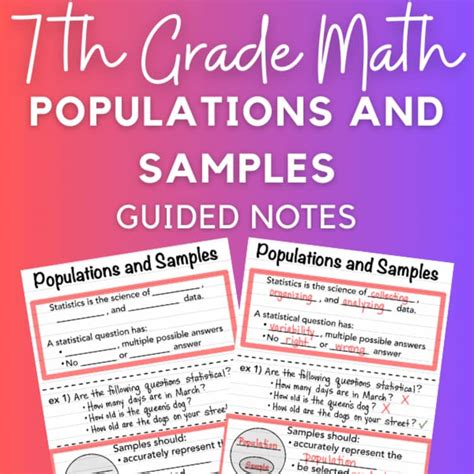 Populations And Samples Guided Notes By Exhausted Teacher Co Tpt