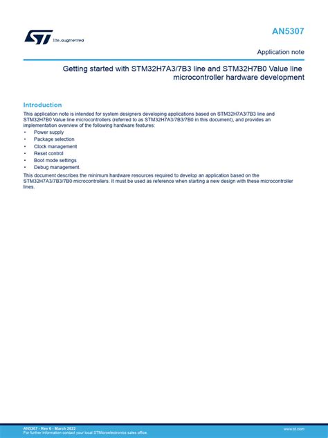 An5307 Getting Started With Stm32h7a37b3 Line And Stm32h7b0 Value Line