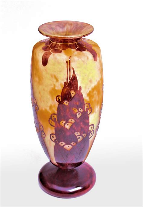 Proantic Large Art Deco Vase Signed The French Glass