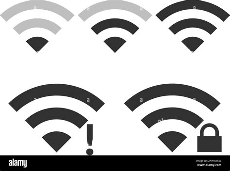 Wifi Icon Set Of Data Transfer Concept Includes Low Wireless Signal With Indicators Icon Lock