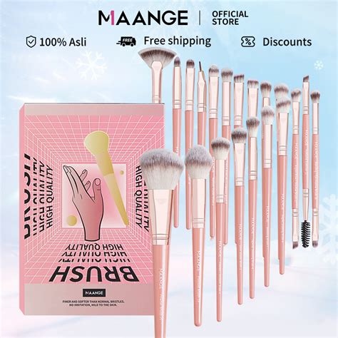 Jual Maange 20pcs Make Up Brush Set Comfortable Nylon Bristles Wood