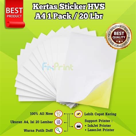Jual Kertas Stiker Label Sticker Text Paper Hvs Glossy A4 Inkjet