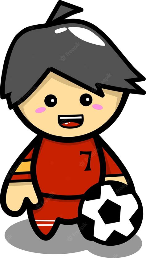 귀여운 축구 선수 캐릭터 프리미엄 벡터