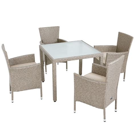 Casaria Garten Essgruppe Florenz 5 Tlg Polyrattan 4 Stapelbare
