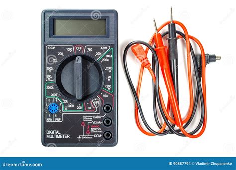 Digital Multimeter With Red And Black Probes Isolated On White